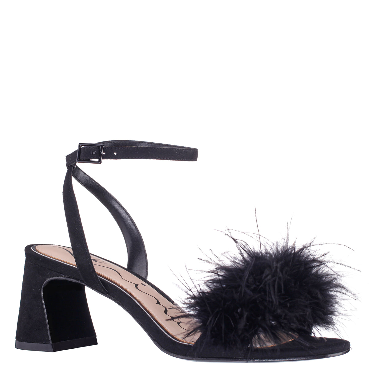 Womens Bev Black Ankle Strap Mid-Heel Sandals | Nina Shoes