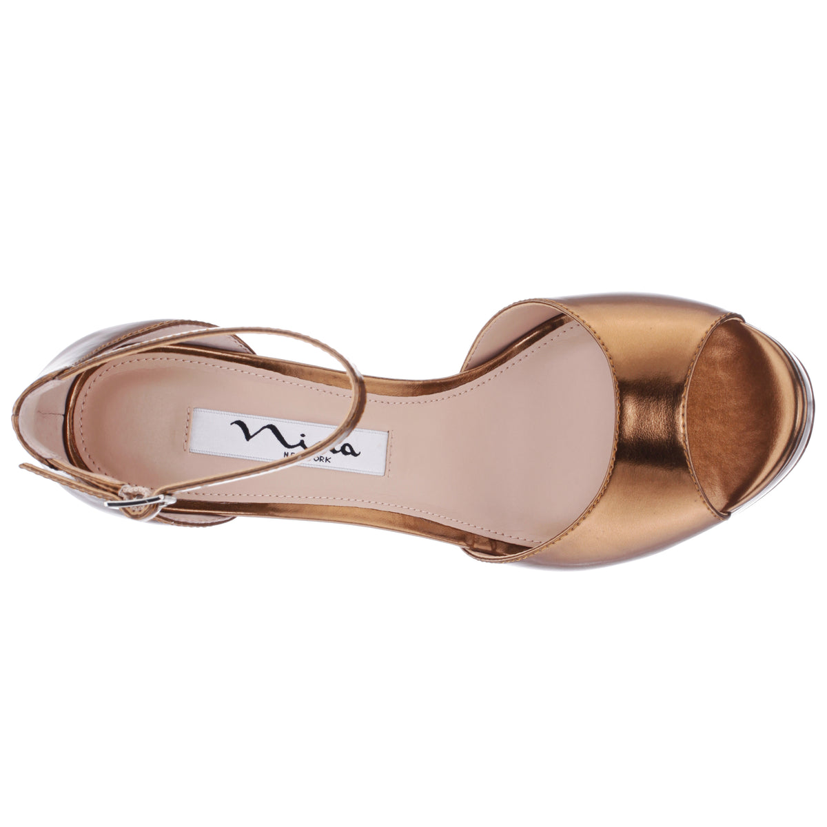 Womens Famia Brown Metallic Stiletto Platform Sandals with Ankle-Strap ...